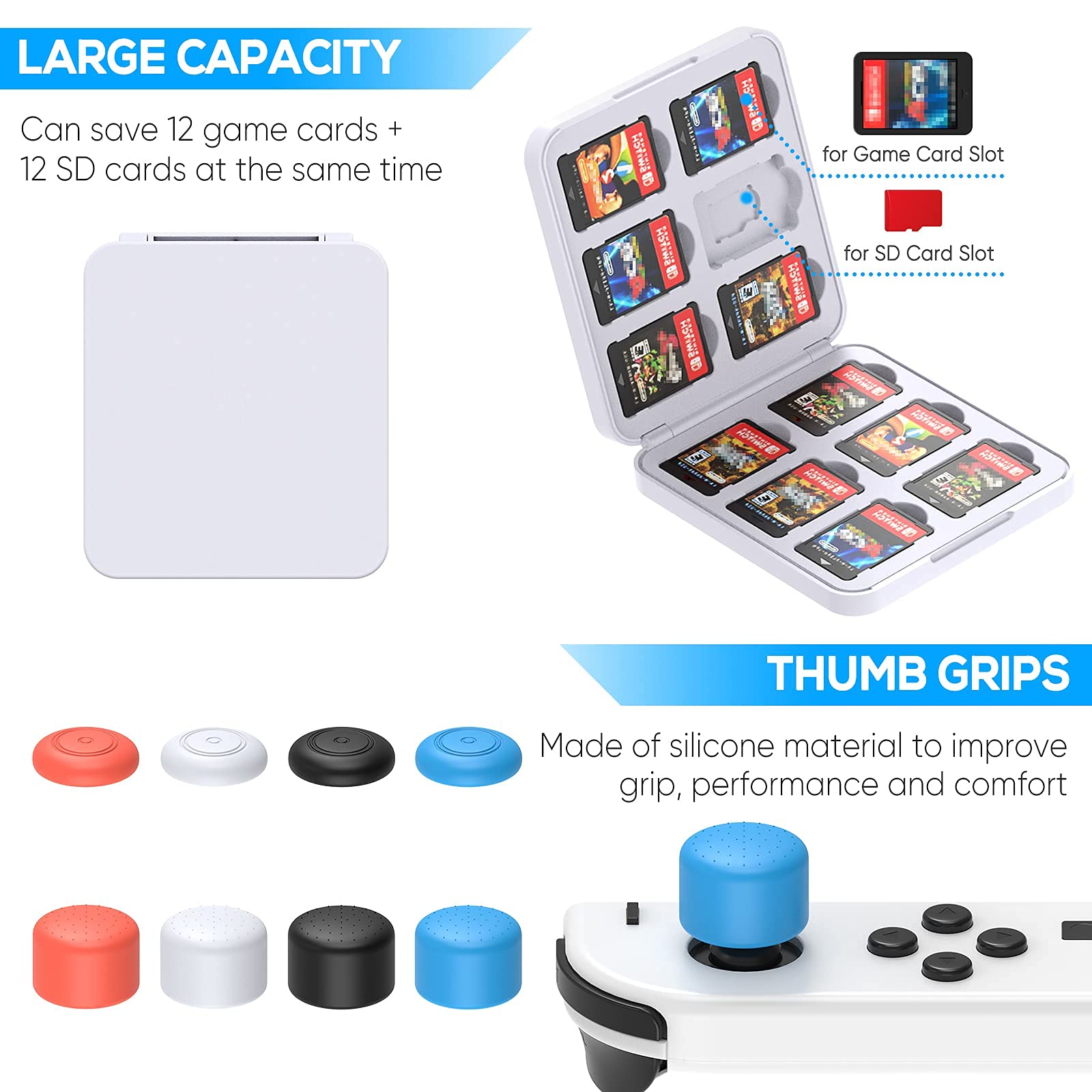 Accessories Bundle Compatible with Nintendo Switch OLED Model, Switch Carrying Bag with Charging Dock, PlayStand, Clear Case Cover, Screen Protector, Thumb Grips Caps, Game Card Case, Steering Wheels