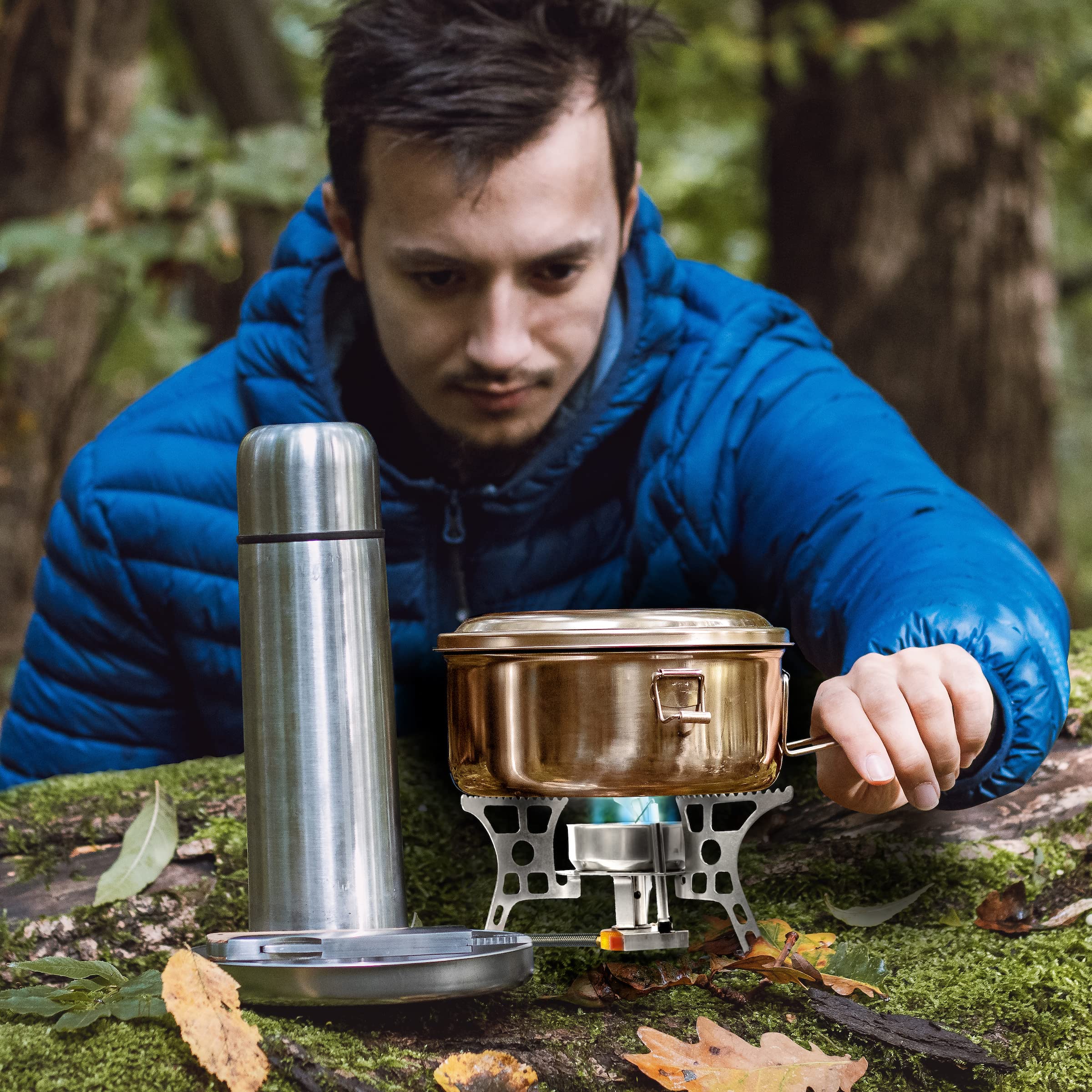 BP Compact 2.0 Portable Camping Stove (Propane + Butane Adapters Included) | Windproof Camping and Backpacking Mini Stove with Built-in Ignition System | Perfect for Hiking and Picnic -3900W