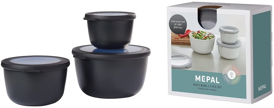Mepal Cirqula DLG (500 + 1000 + 2000) Nordic Black 3 Set Plastic, Plastic, Nordic Schwarz, 19.2 x 12 cm