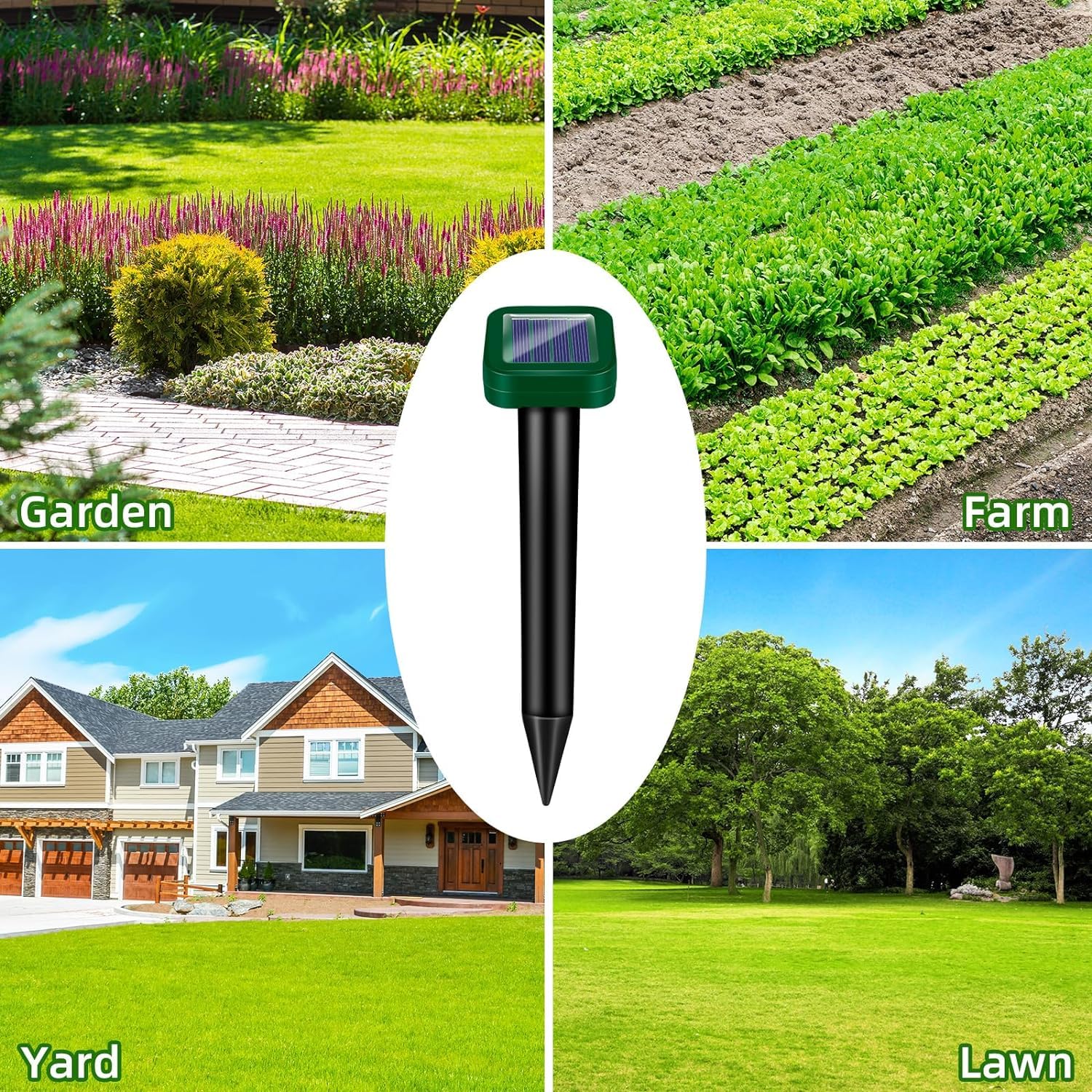 8 Pack Solar Mole Repellent Spikes 2024 Ultrasonic Animal Repellent Outdoor Solar Powered Sonic Burrowing Mole Deterrent Stake to Repel Mole Groundhog Vole Snake Gopher Armadillo for Yard Lawn