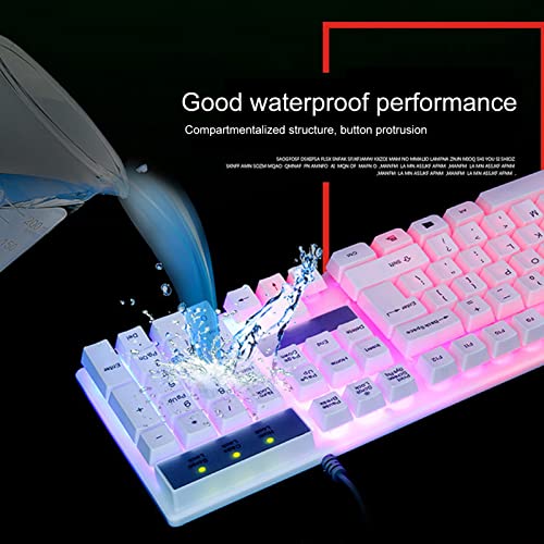 areclern Gaming Keyboard and Mouse 104 Keys Waterproof Ergonomic Keyboard with 3D Anti-Slip Roller RGB Backlight Wired Keyboard for Home Black