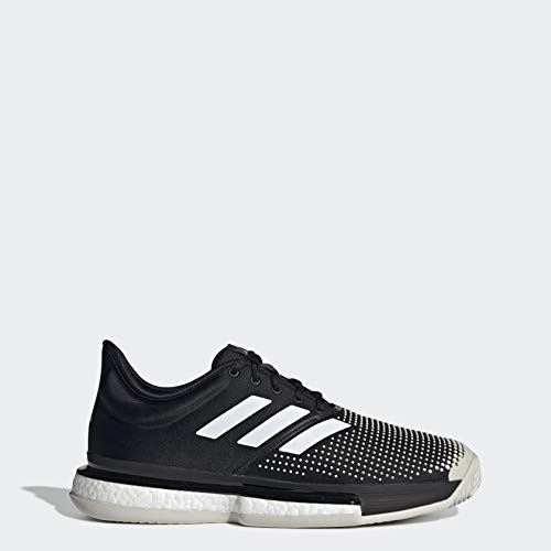 adidas Men's SoleCourt Boost Clay Tennis Shoe, Black/White/raw White, 14.5 M US