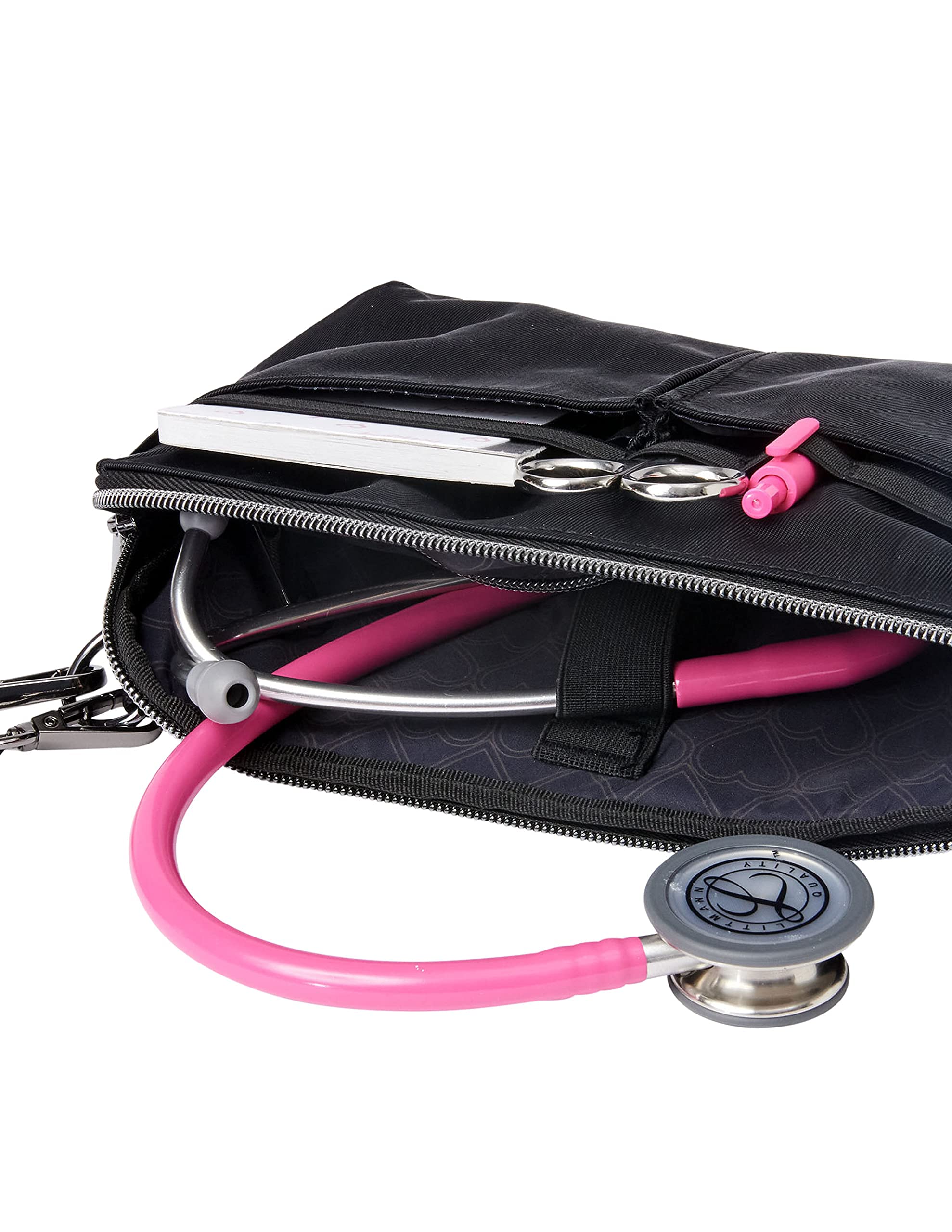 HeartSoul Harper Utility Women's Crossbody Handbags, Nurse Bag, One Size, Black with Black Straps