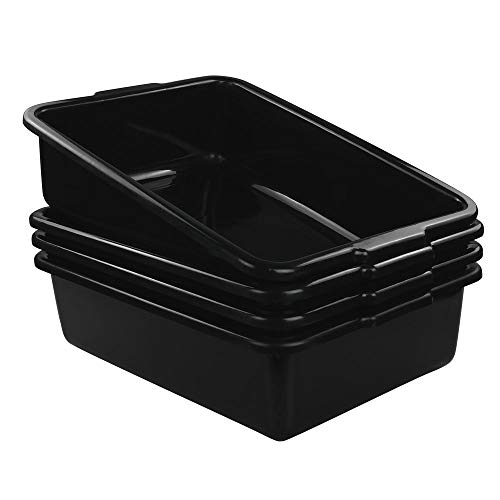 HOMMP 4-Pack Large Plastic Commercial Bus Tubs, 22 L Rectangle Utility Bus Box