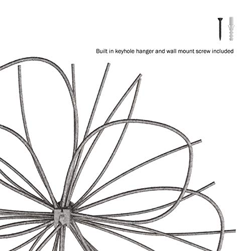 Lavish Home Wall Decor – Metallic Wire Layer Flower Sculpture Contemporary Hanging Accent Art for Living Room, Bedroom or Kitchen (Silver and Gold), 15” L x 1.75” W x 15” H