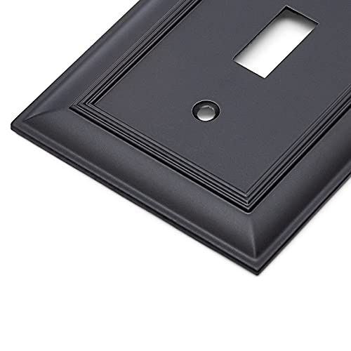 Amazon Basics Decorative Single Toggle Wall Plate - 3-Pack, Flat Black
