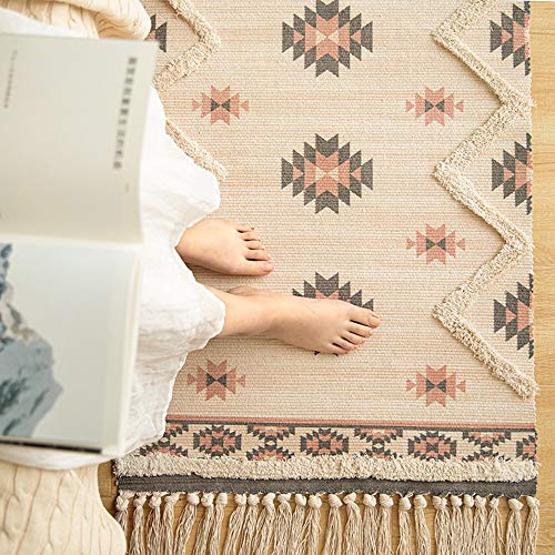 Wolala Home Print Tufted Rug Mat Boho Geometric Tassels Throw Area Rugs Machine Washable Fringe with Non-Slip Mat for Bathroom,Bedroom,Living Room,Laundry Room Kitchen Rug,Doormat (2'x3')