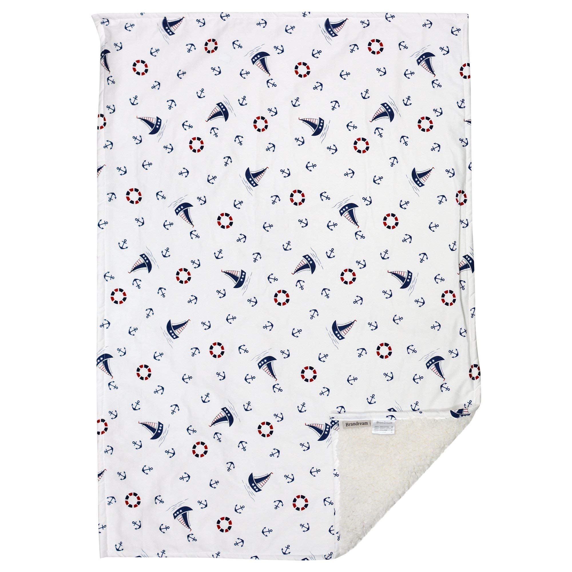 Brandream Baby Crib Bedding Set for Boys Coastal Ocean Anchor Nautical Boys Nursery Bedding Set with 2 Packs Crib Sheets, White & Navy Blue, 4 Pieces Sail Away Theme