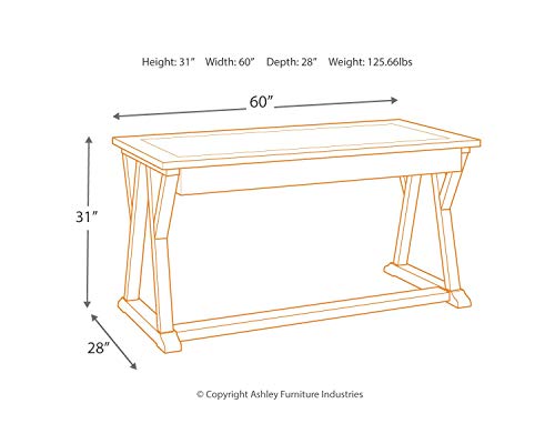 Signature Design by Ashley Jonileene Farmhouse Home Office Desk with Drawers, White & Gray