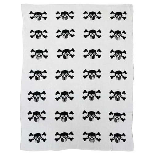Brandream Throw Blanket Baby Crib Blankets Black and White Designer Pirate Blankets Scull Pattern Decorative Soft Blanket for Couch 35 by 43 Inch