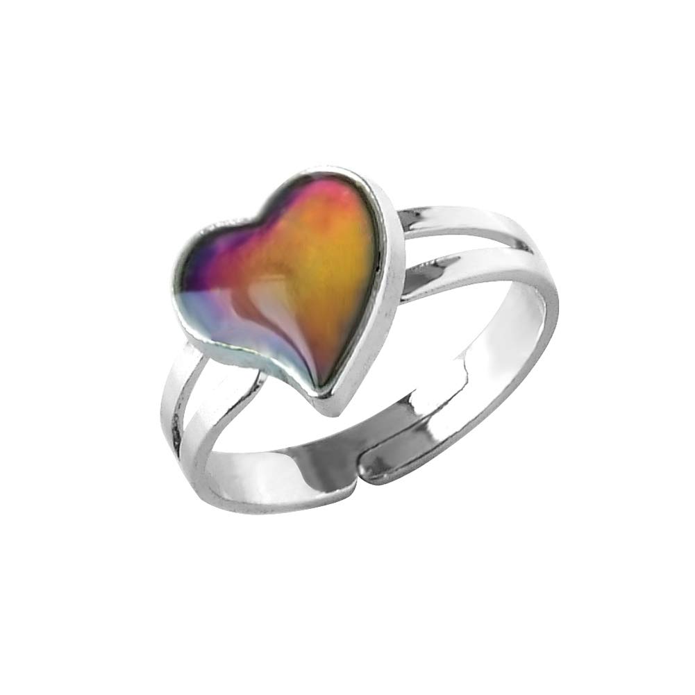 Acchmn Mood Ring Love Heart Color Changing Emotional Feeling Adjustable Size Mood Rings 2pcs(Love Heart)