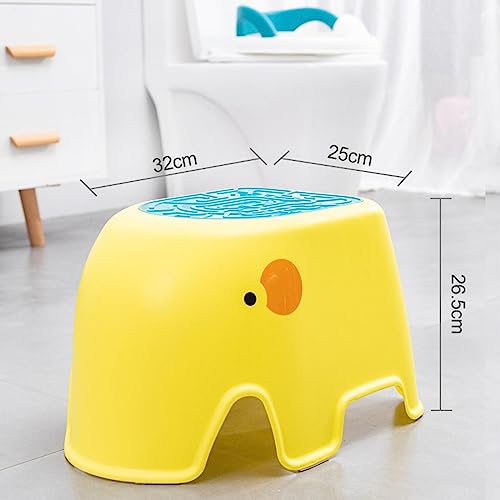 KLKCMS Kids Step Stool Toddler Step Stool,Multifunctional,Non Slip,Elephant Shaped,Durable Bathroom Step Stool Poop Stools for Kitchen,Bathroom, Yellow