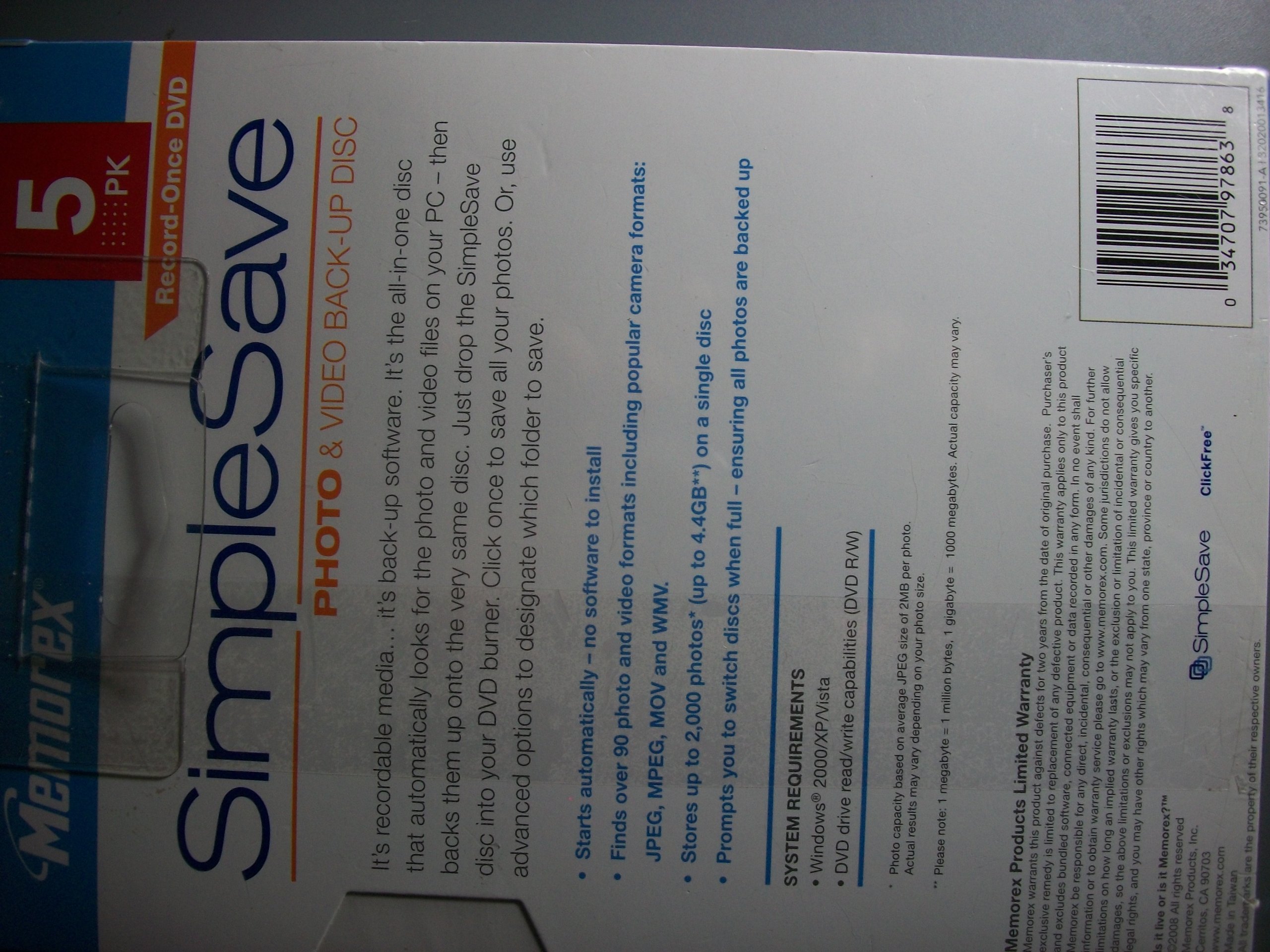Memorex Simplesave Photo & Video Back-up Disc