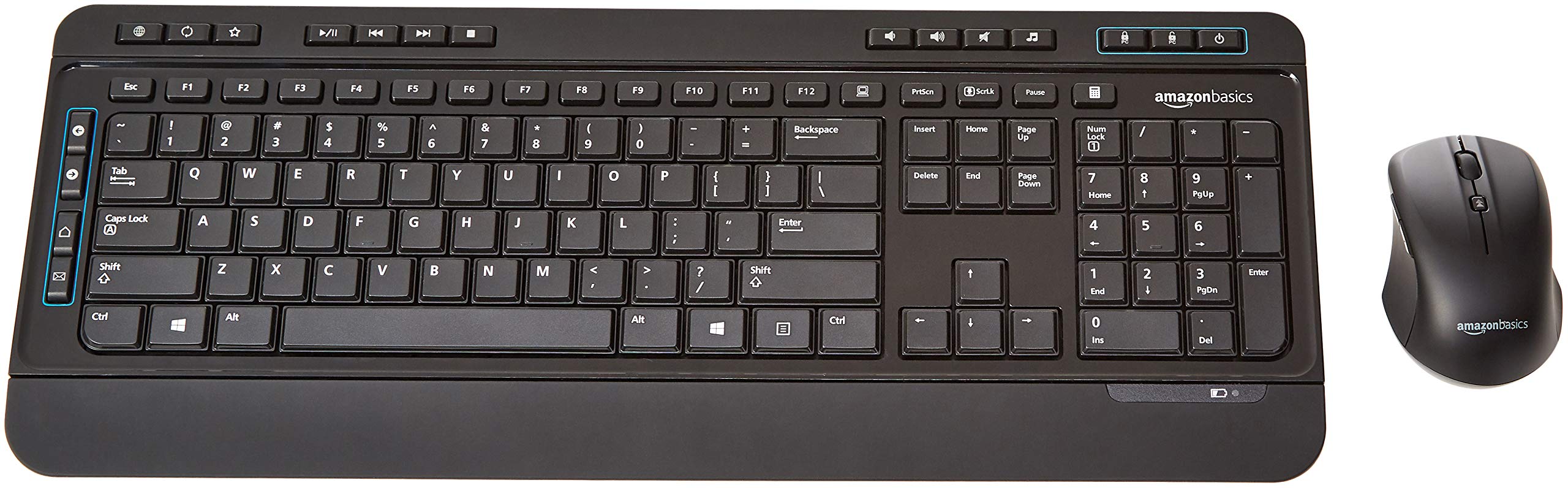 Amazon Basics Wireless Computer Keyboard and Mouse Combo - Full Size - US Layout (QWERTY) & Uni-Directional DisplayPort to HDMI Display Cable - 6 Feet