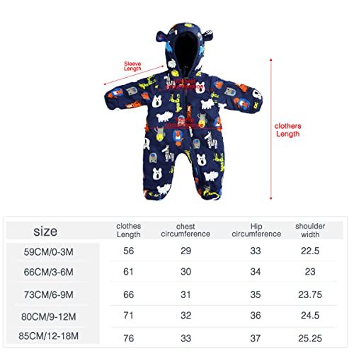 DDY Baby Girl Boy Hooded Romper Snowsuit with Booties Jumpsuit Infant Onesie Winter Outfits Jacket 6-9 Months