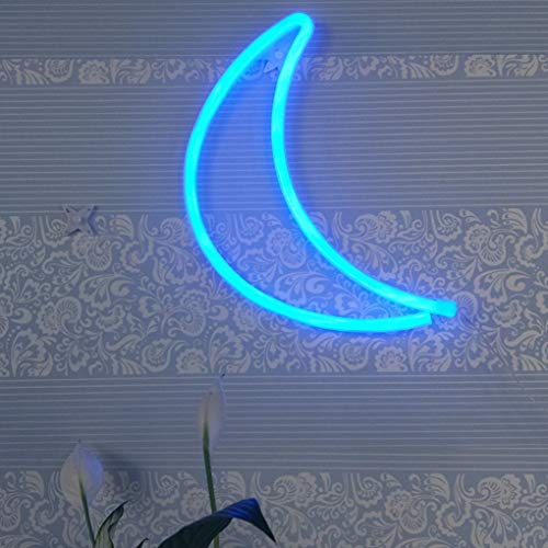 Nordstylee Neon Moon Signs USB or Battery Powered Art Decorative Lights for Children's Room/Birthday Party/Holiday/Wedding Decoration (Blue)