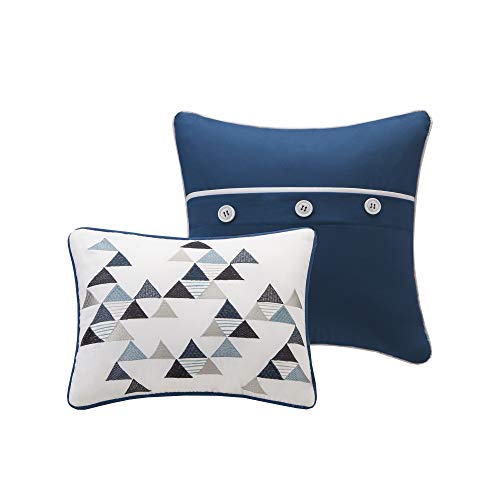 Intelligent Design Camilo Cozy Comforter Casual Cabin Lodge Plaid Design, All Season, Hypoallergenic Cover, Soft Bedding Set with Matching Sham, Decorative Pillow, Blue Full/Queen