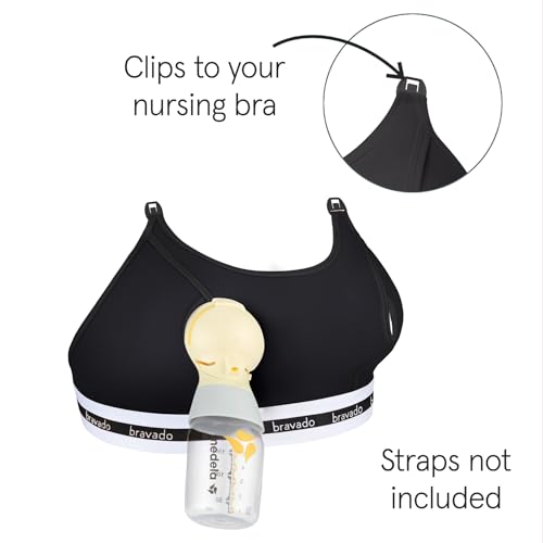 Bravado Designs Women’s Pumping Bra Hands Free | Clip and Pump | Pumping Accessory | Black | M