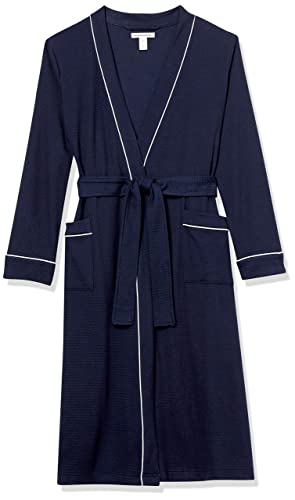 Amazon Essentials Women's Lightweight Waffle Full-Length Robe (Available in Plus Size), Navy, Medium