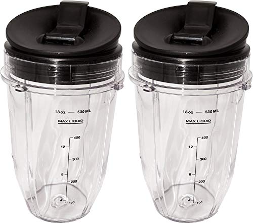 Bidihome Blender Cups for Ninja Blender, 18OZ Cup with Sip & Seal Lids Compatible with 900w 1000w Nutri Ninja Blender Auto iQ series (2 Pack)