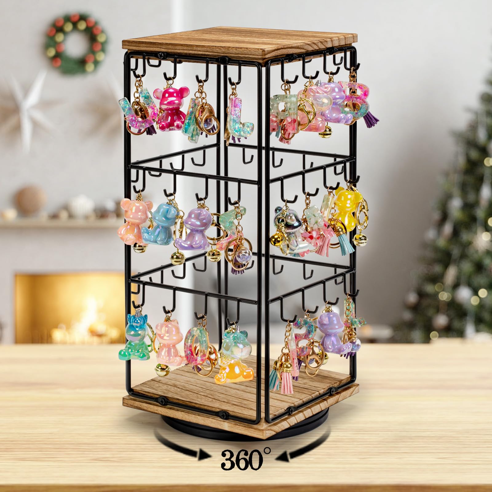 Yoimori 360 Rotating Earring Display Stands for Selling, Earring Rack Display Holder Stand, Jewelry Display for Vendors Selling Earring Cards, Necklaces, Bracelets, Hair Accessories (48 Hooks)