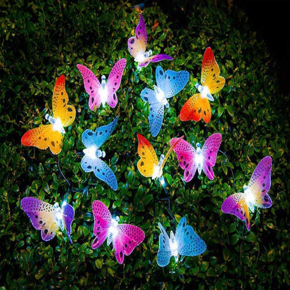 cuzile 20pcs Solar Powered Butterfly Lights Waterproof Solar Garden String Lights for Christmas, Tree, Home, Holiday, Fence, Yard, Wedding,Patio Party Decoration Light
