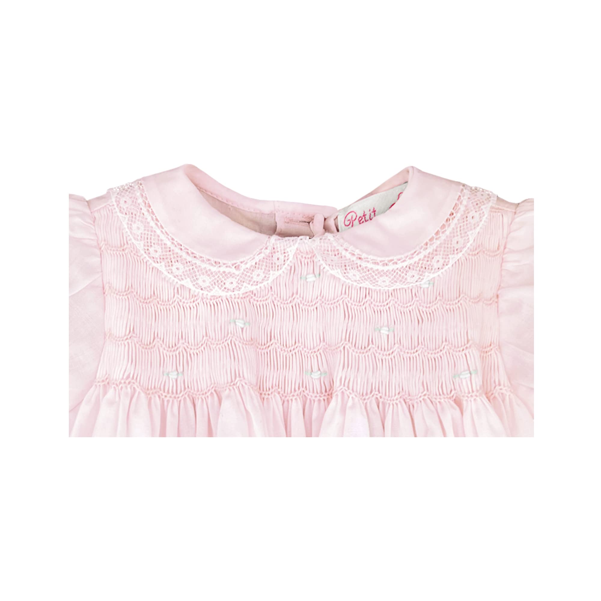 Petit Ami Baby Girls' Fully Smocked Dress with Lace Trim, 3 Months, Pink