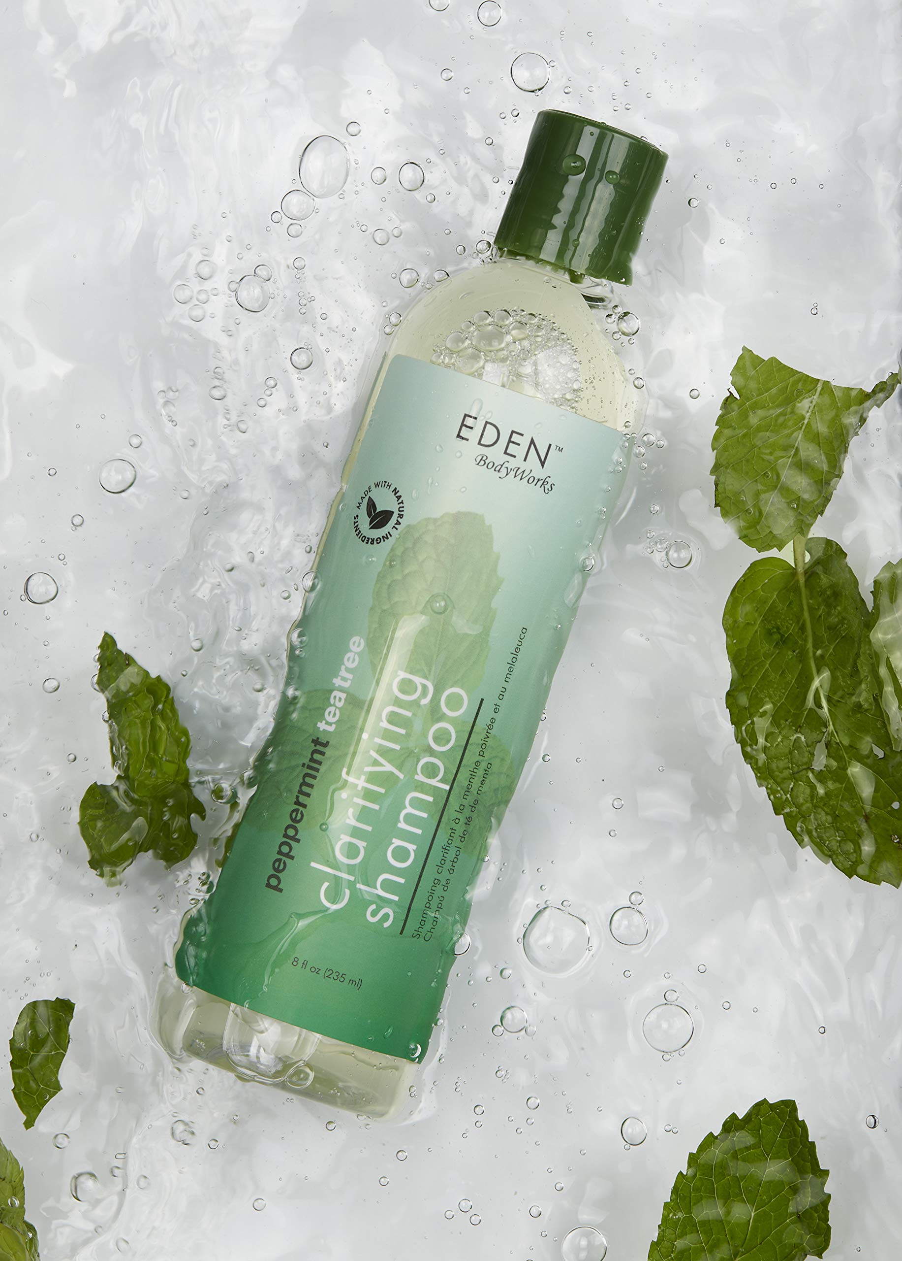 EDEN BodyWorks Peppermint Tea Tree Clear Clarifying Shampoo for Oily Hair, Dry Hair, Curly Hair - Scalp Cleansing Shampoo for Build Up & Dandruff - Paraben & Sulfate Free - 8 oz.
