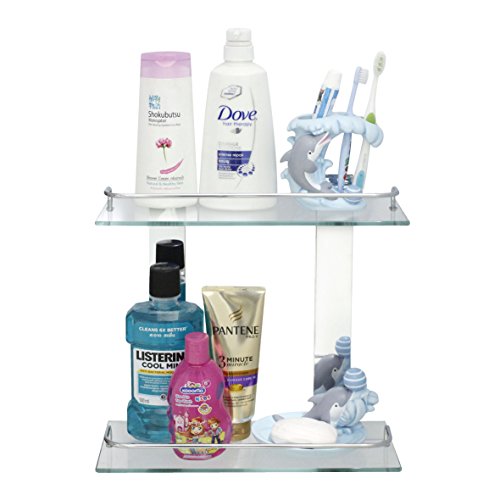 MODONA Double Glass Wall Shelf with Rail β Polished Chrome β 5 Year Warrantee
