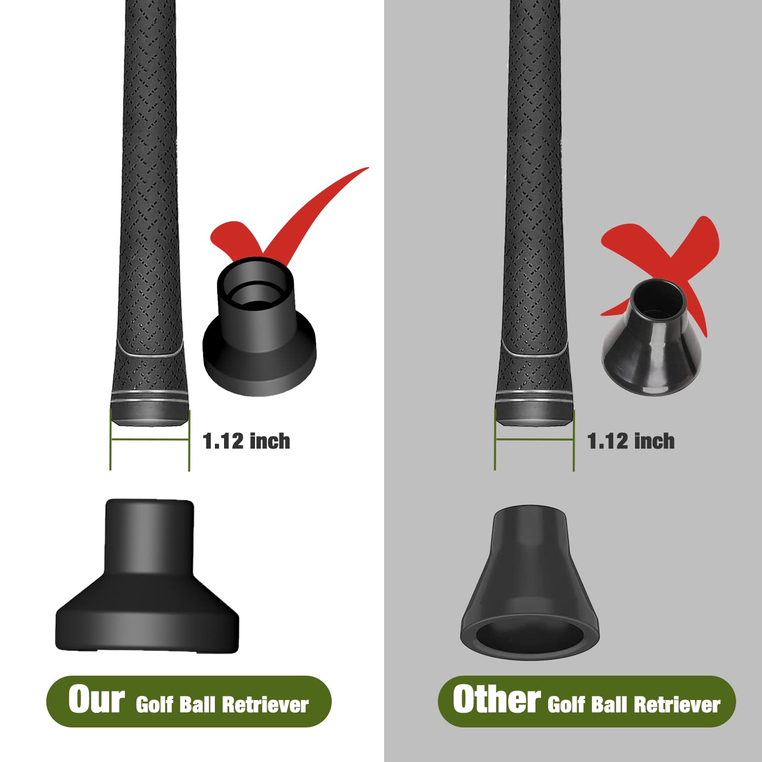 ACCTOLF Golf Ball Retriever, Golf Ball Pickup for Putter Grip Tool, Portable Golf Ball Grabber Suction Cup for Training Putter Grip Golfer, Professional Golf Sucker Accessories for Golfer