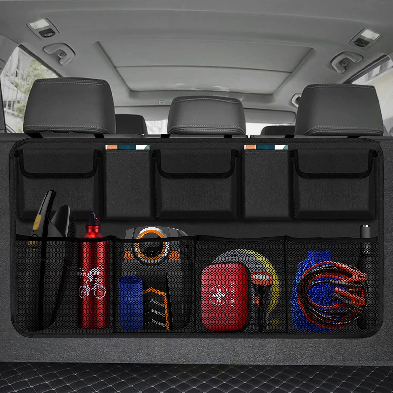 Car Seat Protectors 2 Pack Large Auto Car Seat Cover Under Baby Child Safety Carseat with Organizer Pockets, Thick Padding Waterproof Non-Slip Vehicle Seat Mat Protect Leather Seats