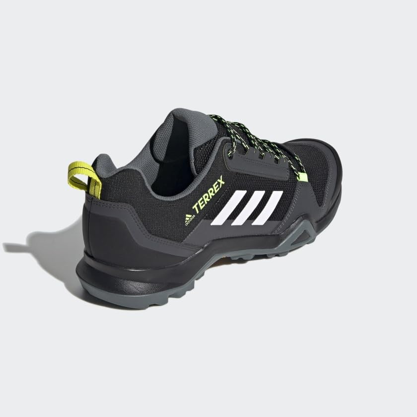 adidas Men's Terrex Ax3 Hiking Boot, Black/White/Acid Yellow, 8.5