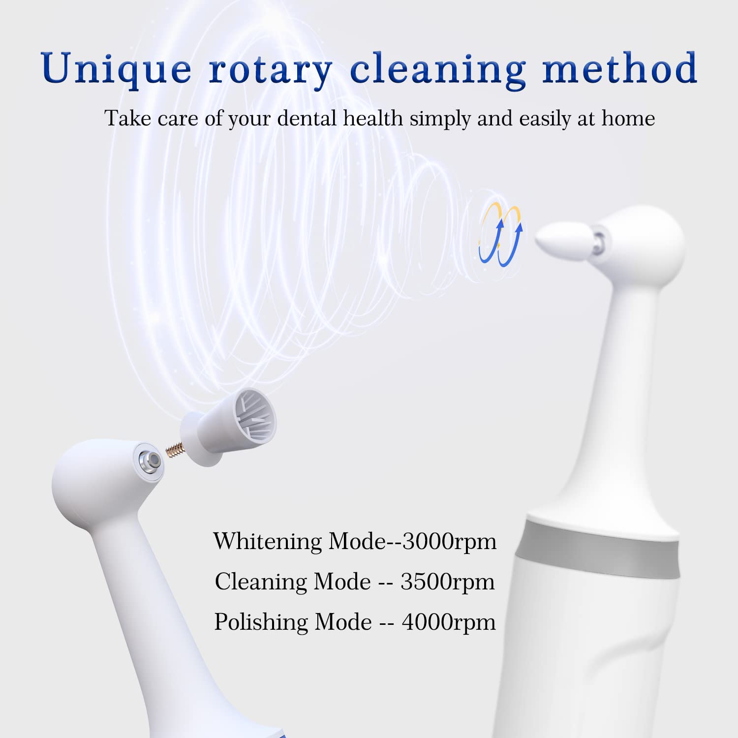 Akizbeir Electric Tooth Polisher, with 10 Replacement Heads, Household Dental Tartar Calculus Remover(White-Grey)