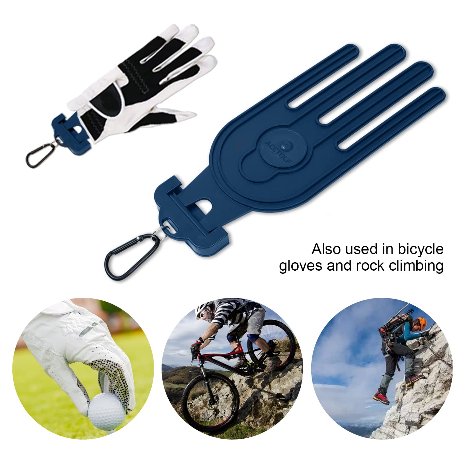 ACCTOLF Golf Glove Holder, 2PCS Golf Gloves Stretcher with Hook to Bag Gifts, Durable Sport Gloves Hanger Hanger Dryer Support Frame Tool Accessories