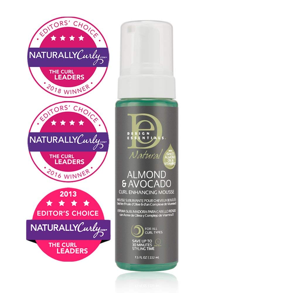 Design Essentials Curl Enhancing Hair Mousse for Curly Hair; Almond and Avocado Collection,7.5 Ounce