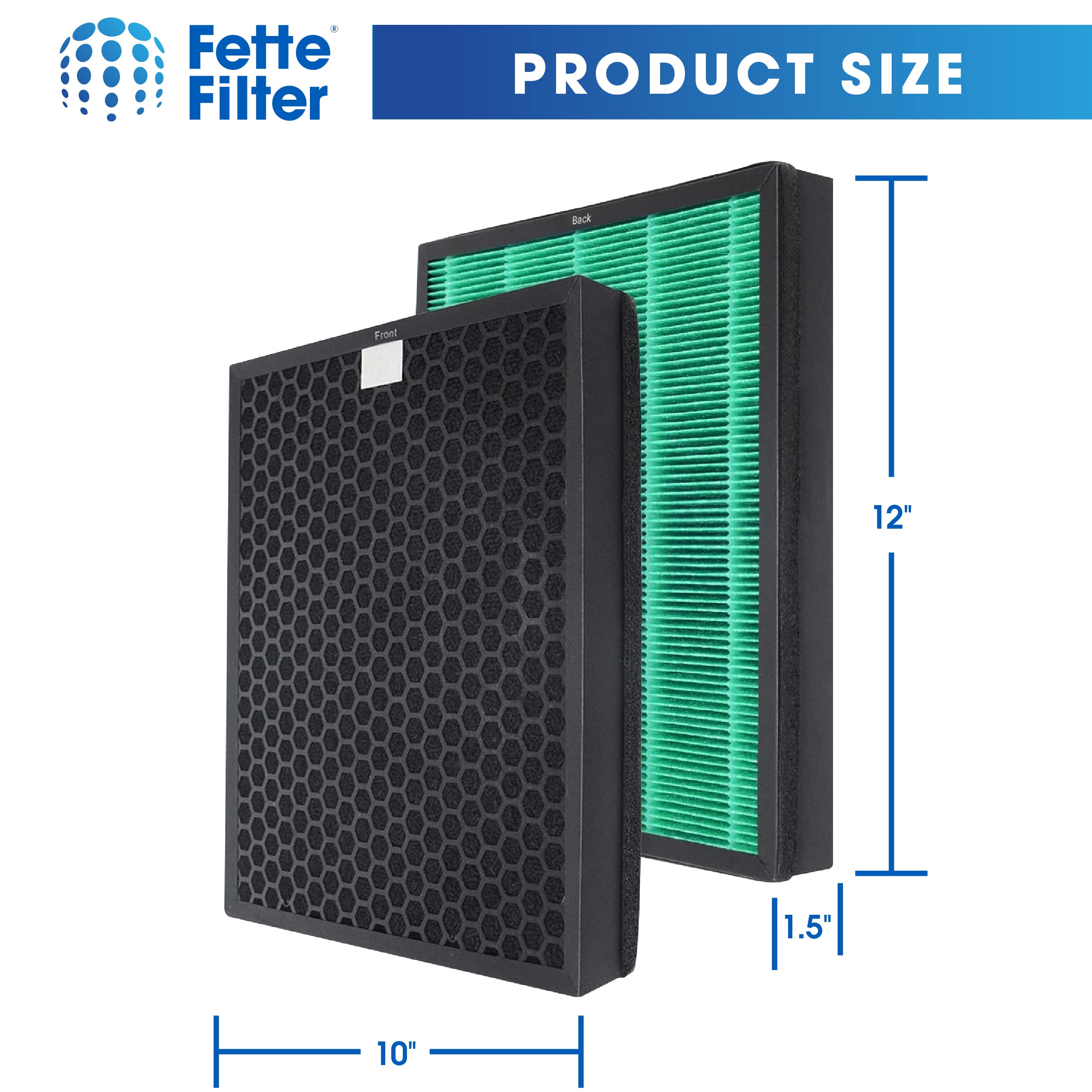Fette Filter - Replacement True HEPA Air Purifier Filter Set Compatible with Coway Airmega MAX 2 300/300S Smart. Compare to Part # 3111635 - Pack of 2