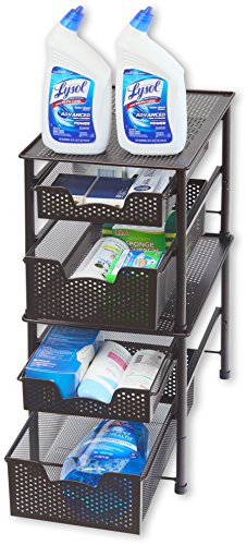 SimpleHouseware Stackable 2 Tier Sliding Basket Organizer Drawer, Bronze