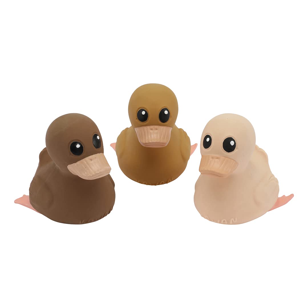 HEVEA Kawan Mini Rubber Duck - 100% Natural Rubber Baby Bath Toy - Eco Friendly, Perfect for Playing, Teething, and Bathing - Mold Free Bath Toys - Sand
