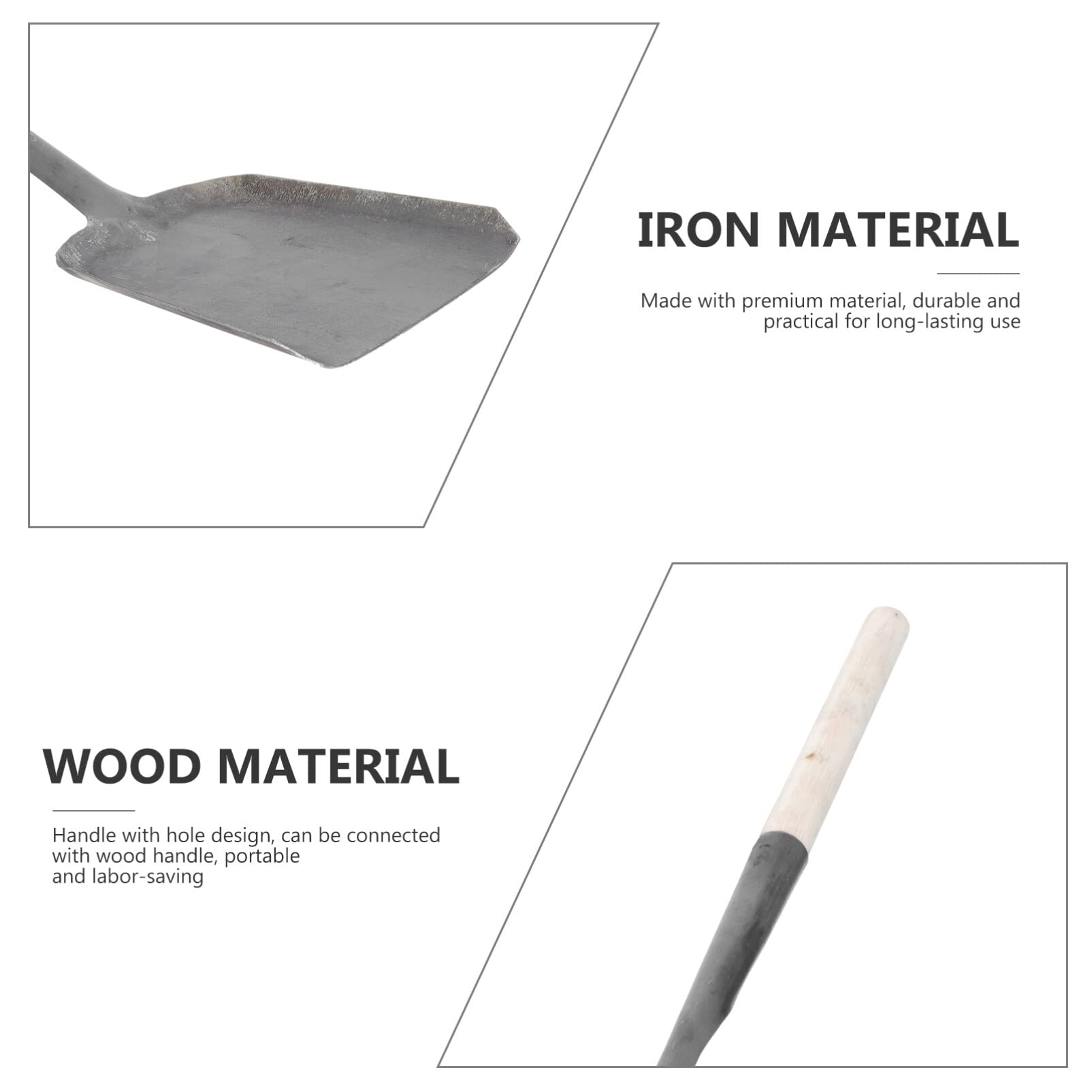 Cabilock Fireplace Shovel Long Wooden Handle Ash Coal Shovel Fireplace Scoop Ash Scoop Gardening Shovel Kitchen Tool