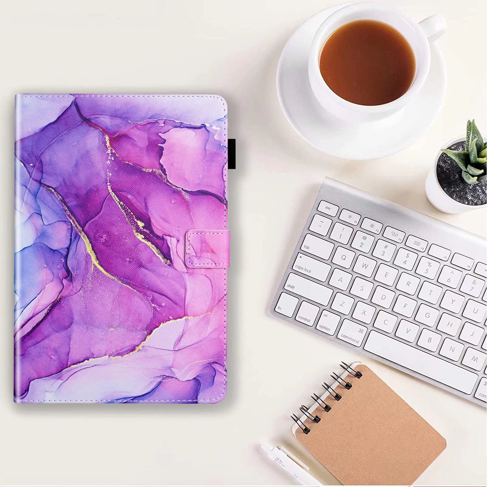 Amazon Fire HD 8 & 8 Plus Tablet Case (2020 10th Generation), Not Suitable for 7th/8th/9th Fire8, Premium PU Leather Stand Cover with Smart Auto Wake/Sleep, Purple Marble.