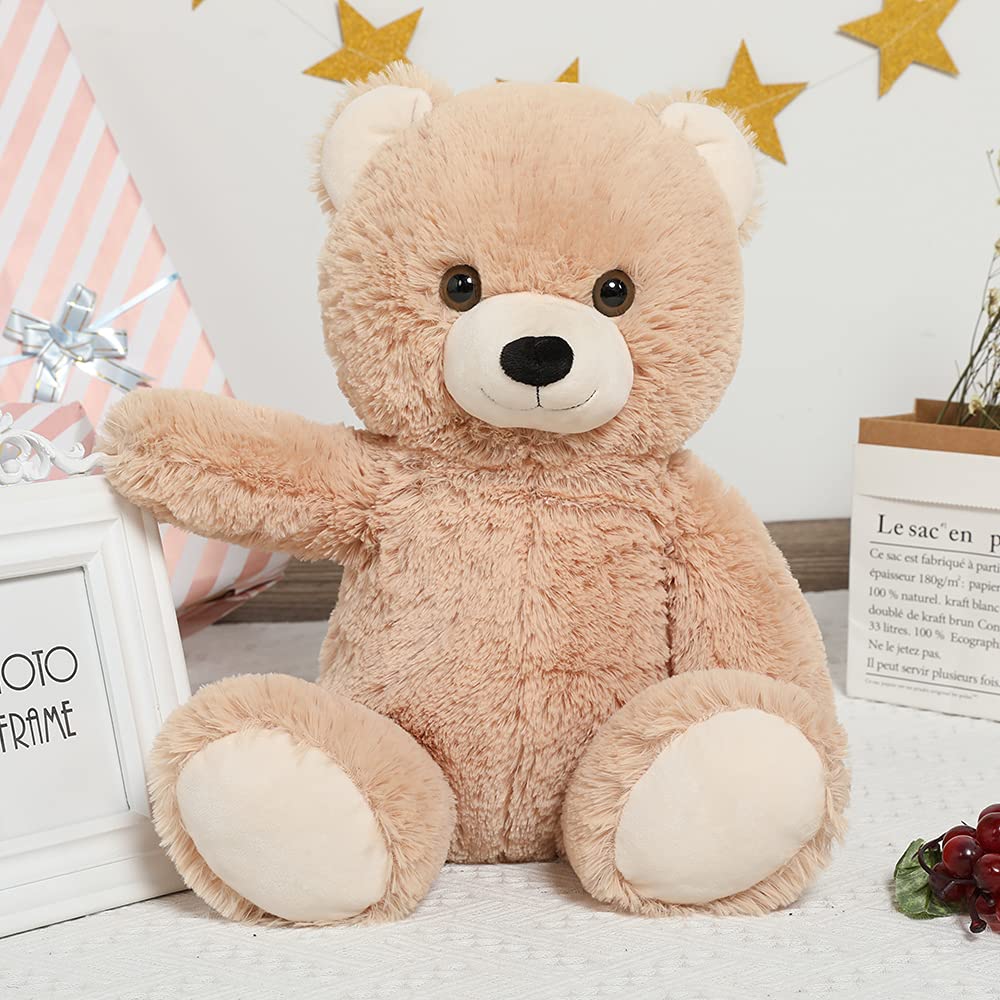 Tezituor Teddy Bear Stuffed Animal, Small 18 inch Teddy Bear Cute Plush Bear, Christmas Birthday Valentines Day Teddy Bear Gift for Girlfriend Girl Boy, Tan