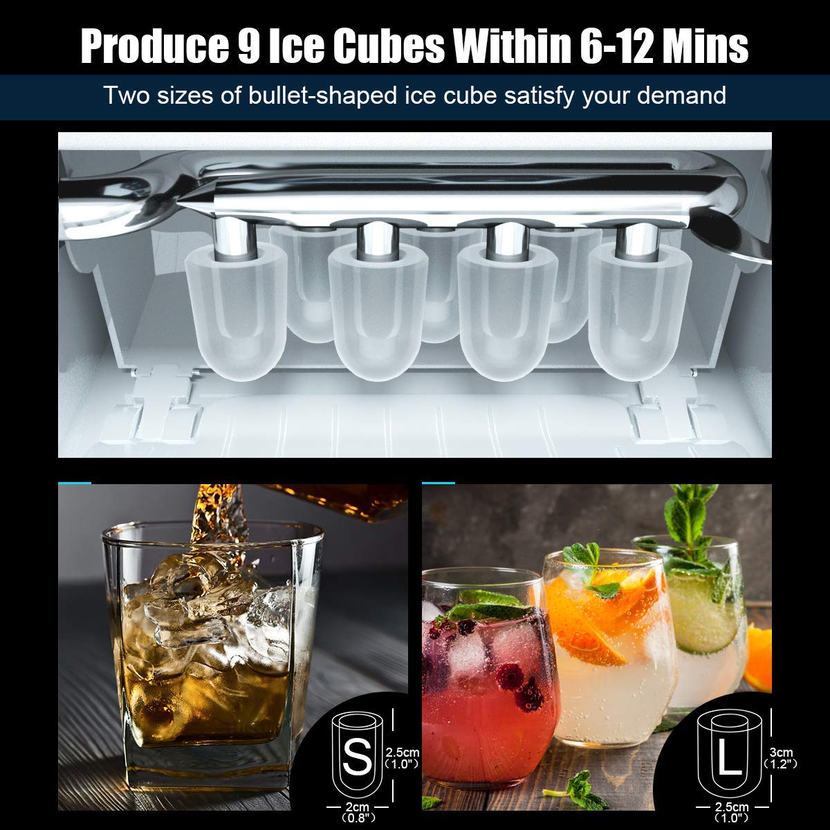 MAT Expert 2 in 1 Ice Maker with Water Dispenser, Countertop Ice Cube Maker with LED Display, 9 Cubes Ready in 6-12 Min, 36lbs/24H, 2L Water Tank Perfect for Home/Office/Bar/RV (Red)