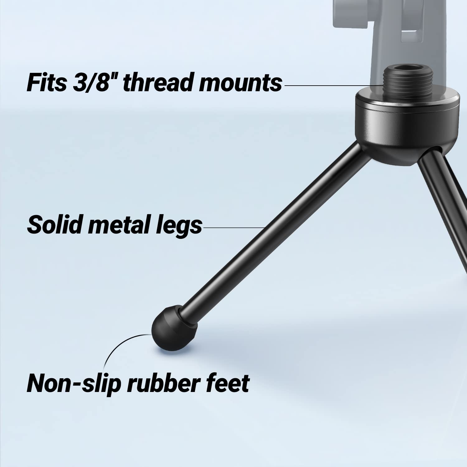 FIFINE Tripod Stand for Desktop Microphone with Non-slip Rubber Feet, Sturdy Metal Construction, Foldable Desk Mic Stand for Gaming, Podcasting, Meetings, Chatting