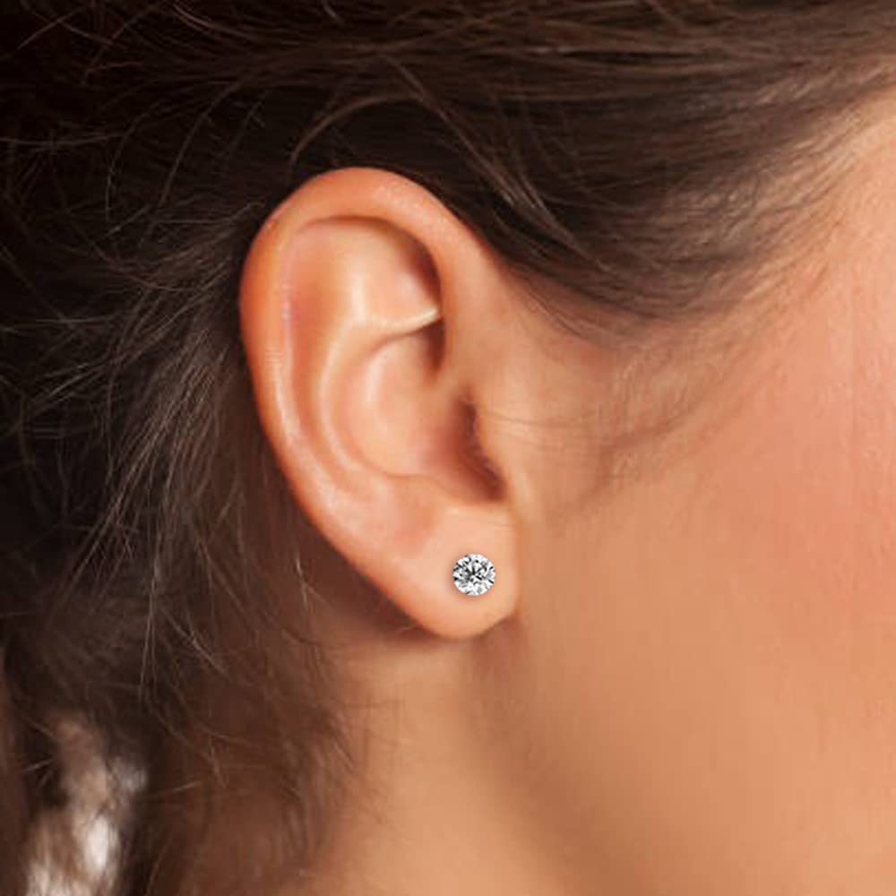 AoedeJ 80 Pcs Colorful Cubic Zirconia Earrings Studs Earrings Plastic Earrings For Sensitive Ears Hypoallergenic Earrings for Women (White 5mm)