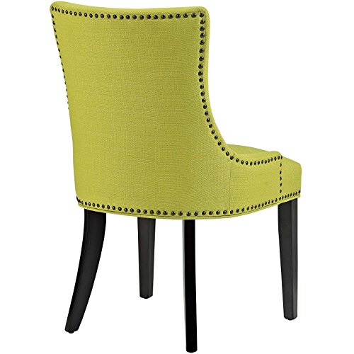 Modway Marquis Modern Elegant Upholstered Fabric Parsons Dining Side Chair with Nailhead Trim and Wood Legs, Set of 2, Wheatgrass