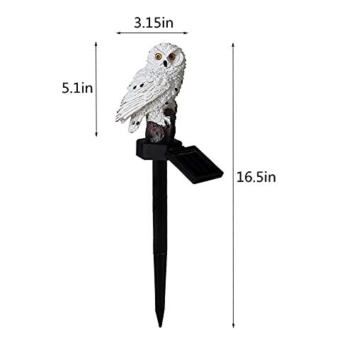 Garden Solar Lights Outdoor, Resin Solar Owl Garden Decor, Owl Shape Waterproof Solar Powered Garden Lights for Garden Lawn, Yard Art, Pathway, Patio Decors (White)