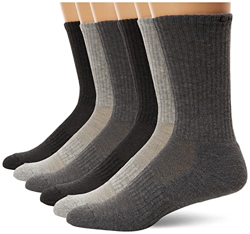 Chaps Men's Cushioned Repreve Athletic Socks-6 Pair Pack-Running Breathable Front Mesh and Arch Support, Crew-Gray Heather, 6-12