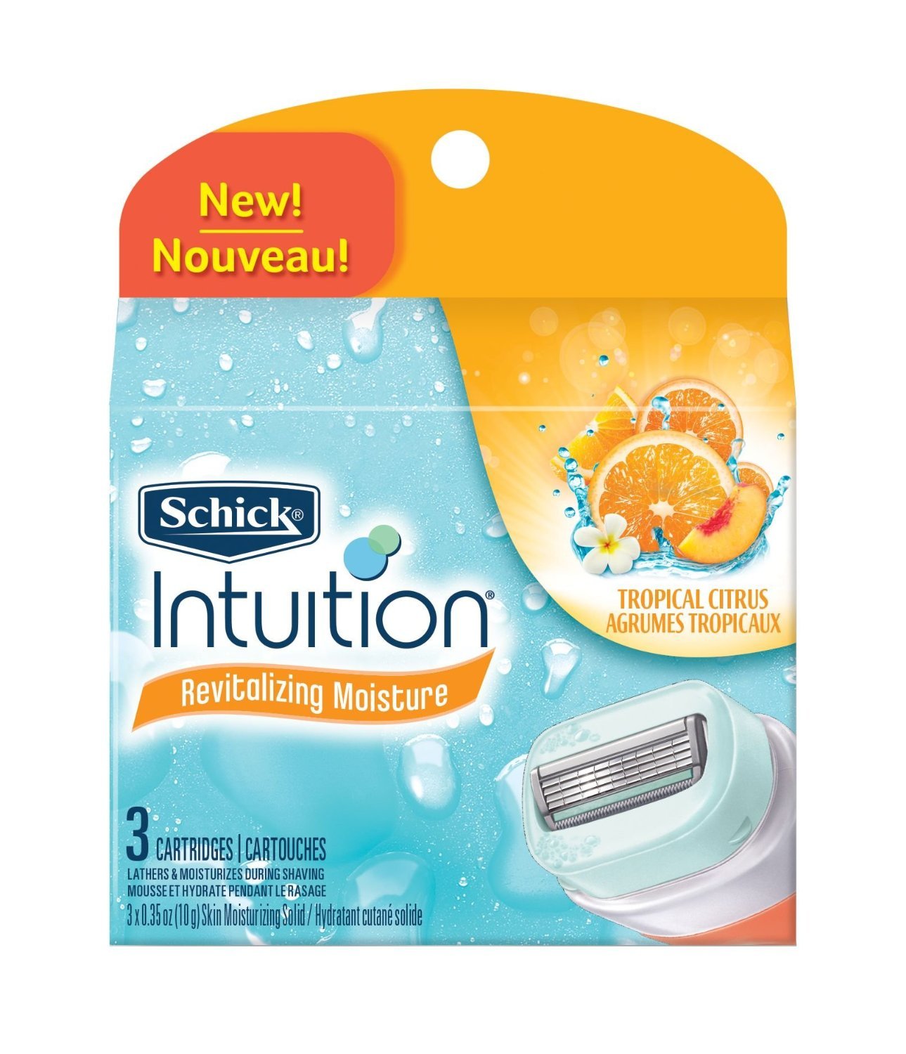 Schick Intuition Revitalizing Moisture Refill Cartridges,Tropical Citrus, 3-Count.