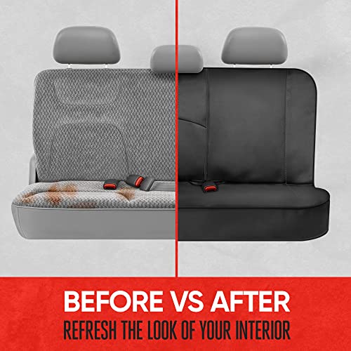 Motor Trend SpillGuard Waterproof Seat Cover, Gray Stitching β Split Bench Rear Seat Protector with Neoprene Padding, for Kids & Dogs, Car Interior Covers