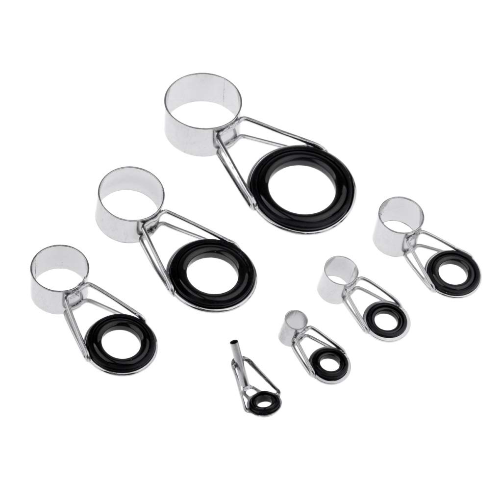 AFANGMQ 7 Pcs Fishing Rod Guide Stainless Steel Frame Ceramic Rings Telescopic Surf Casting Spinning Rod Guides Spare Tips Accessories
